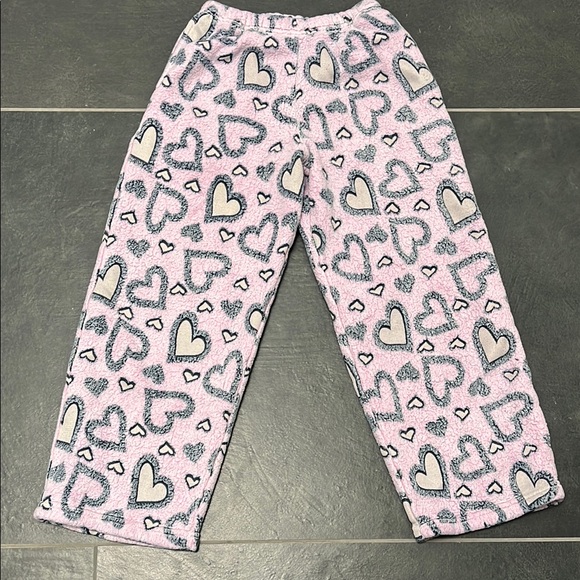 Iscream | Pajamas | Iscream Girls Pink And Black Heart Pattern Fuzzy ...